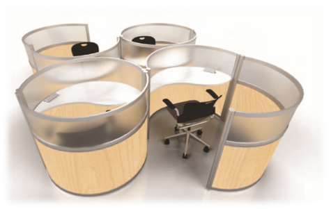 ThinkPOD - small footprint ergonomic touch-down station